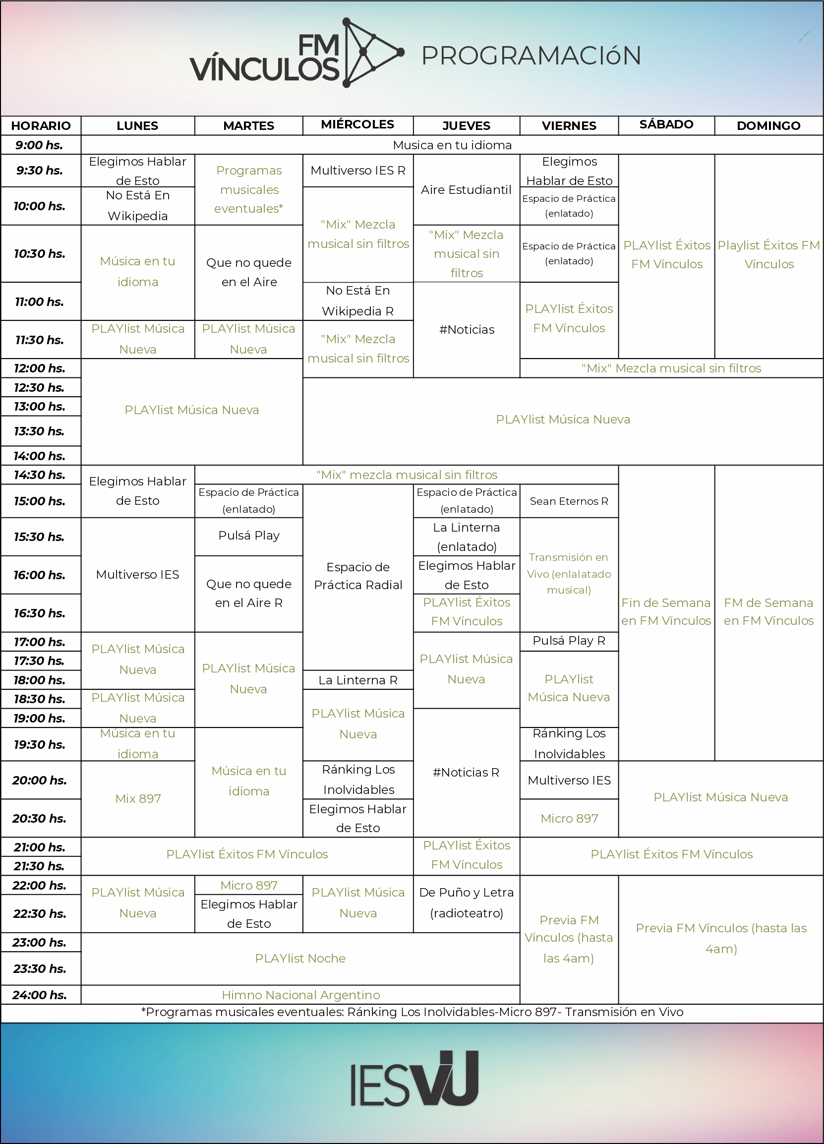 FM Vínculos » Grilla de Programación
